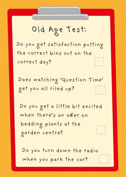 Funny birthday card by Comedy Card Co - Old Age Test – Comedy Card Company