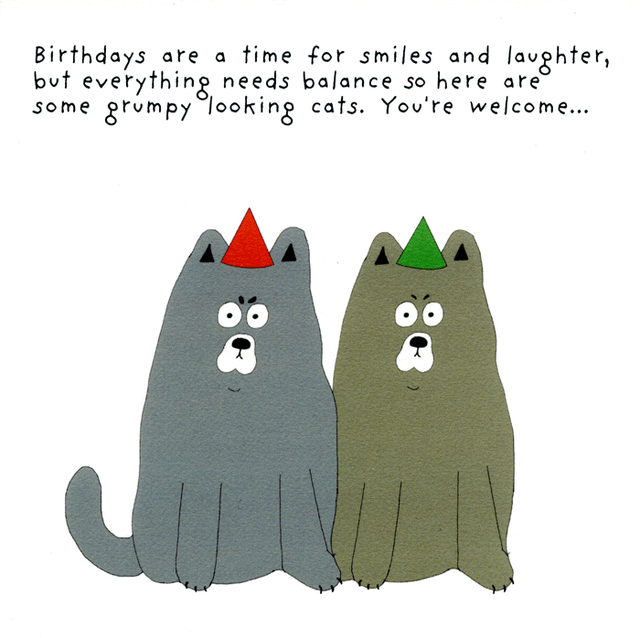 Funny birthday card - Grumpy looking cats – Comedy Card Company