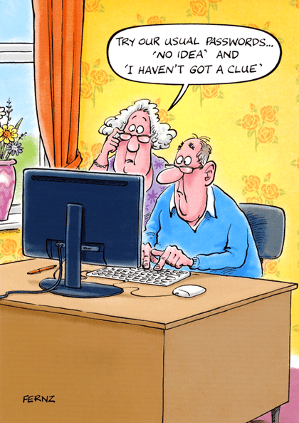 Funny birthday card by Rainbow - Usual passwords – Comedy Card Company