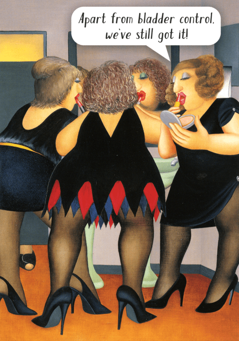 Funny greeting card by Beryl Cook - Bladder Control – Comedy Card Company