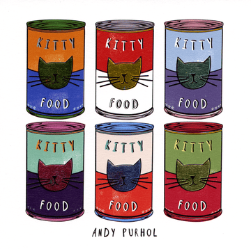 Humorous cat greeting card - Andy Purhol - U Studio – Comedy Card Company