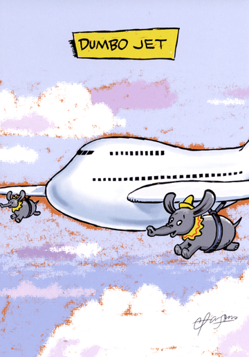 Funny cartoon card by Woodmansterne - Dumbo Jet – Comedy Card Company