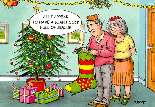 Humorous Christmas card - Giant sock full of socks - Rainbow – Comedy ...