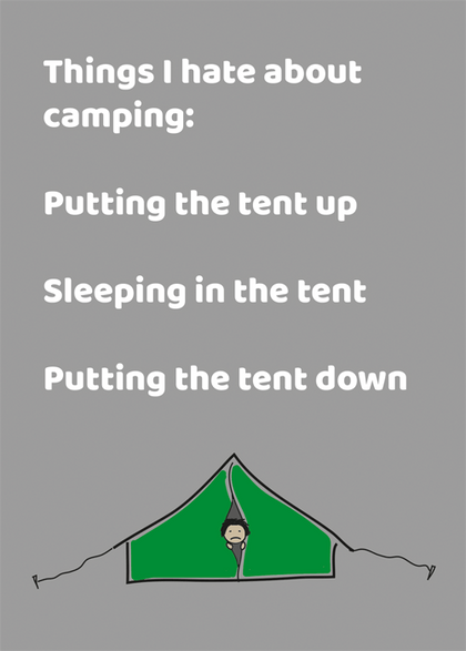Funny greeting card by Comedy Card Company - Hate Camping