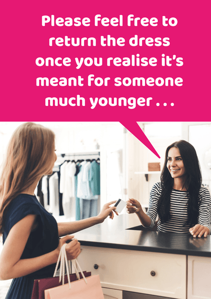 Funny greeting card by Comedy Card Company - Return dress